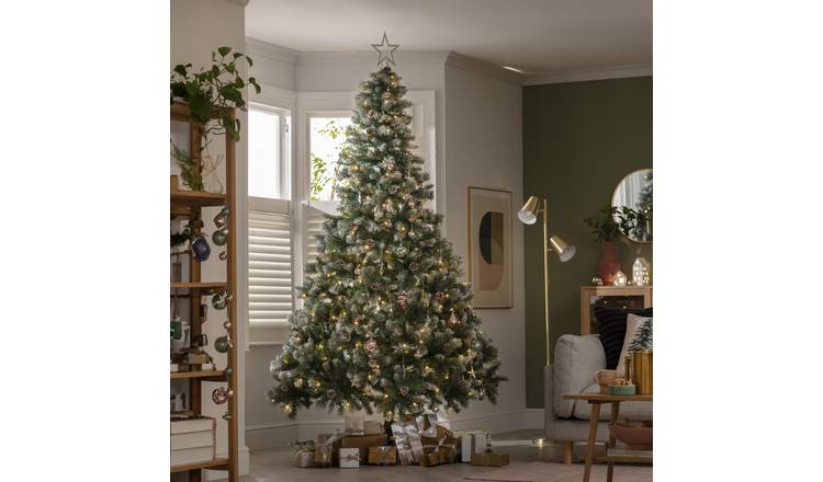 Buy Habitat 8ft Pre lit Blue Oscar With Pine Cone Christmas Tree Christmas trees Habitat