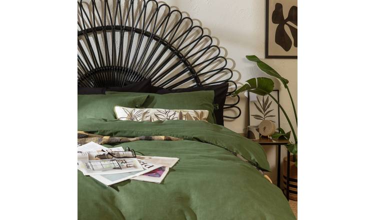Buy Habitat Cotton Textured Plain Green Bedding Set - Double | Duvet ...