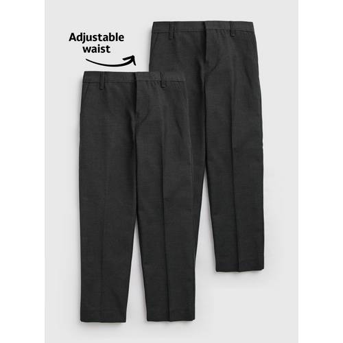 Buy Grey Trousers 2 Pack with Reinforced Knees - 9 years | Boys school ...