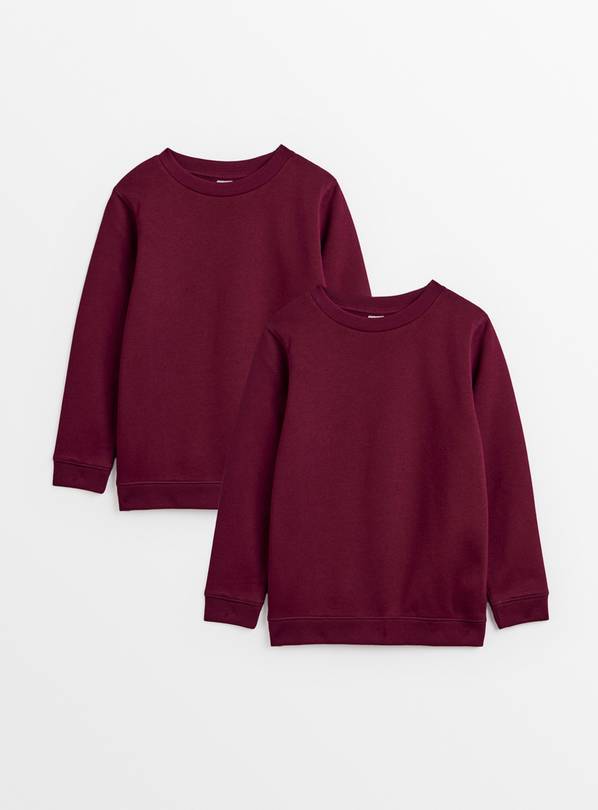 Buy Dark Red Crew Neck Sweatshirt 2 Pack - 8 years | School jumpers and ...