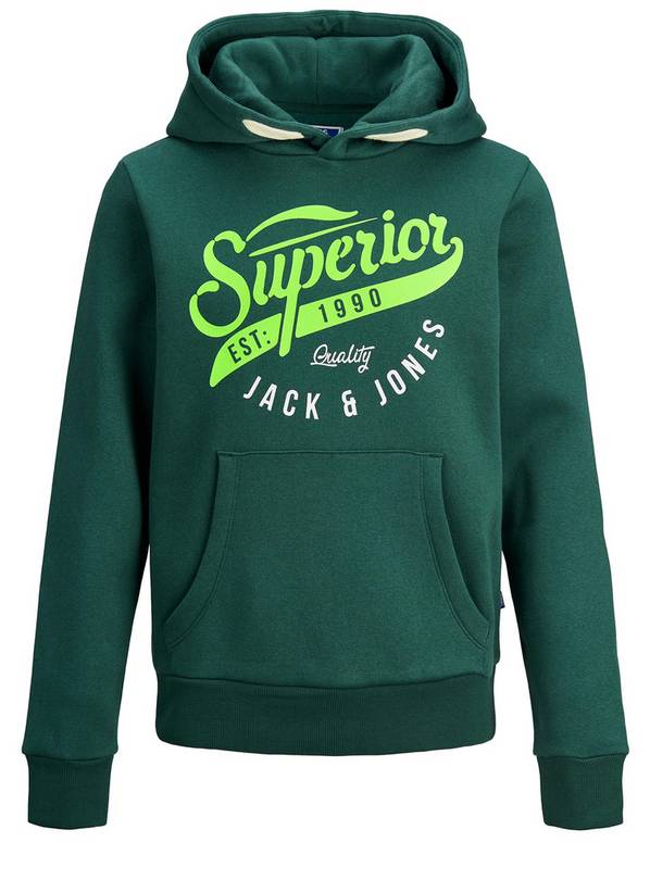 Buy JACK & JONES Junior Green Drawstring Hoodie - 9-10 years | Jumpers ...