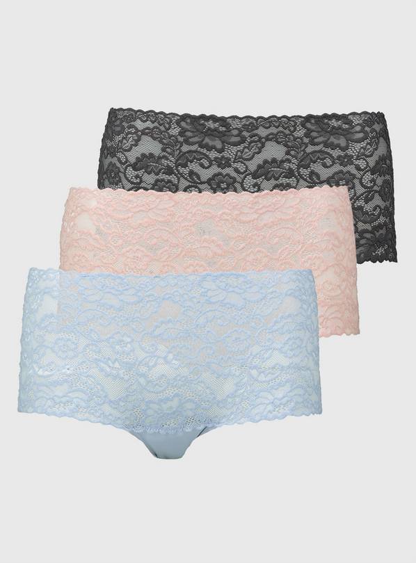 Buy Grey, Pink & Blue Galloon Lace Knicker Shorts - 14 | Knickers | Argos