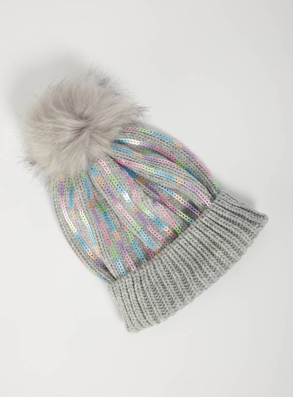 Buy Grey Sequin Beanie Hat - 10-13 years | Accessories | Argos