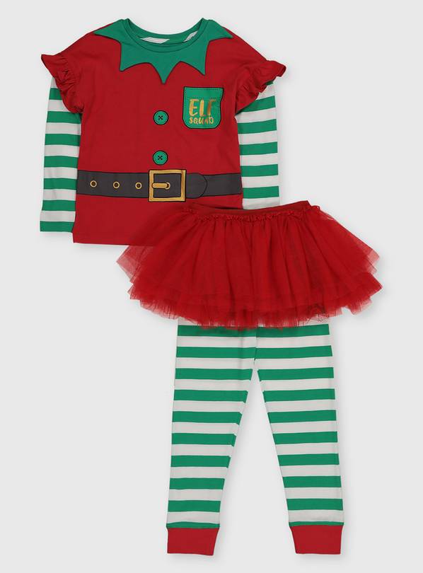 Buy Christmas Elf Squad Tutu Pyjama Set 5-6 years | Christmas nightwear ...
