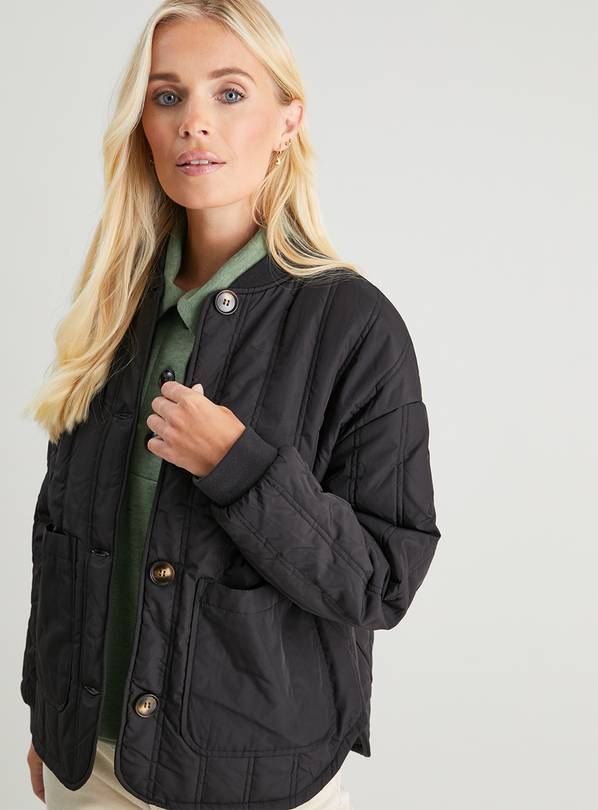 Buy Black Quilted Collarless Jacket - 12 | Coats | Argos