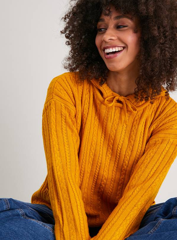 Buy Mustard Cable Knit Soft Touch Hoodie - 12 | Jumpers | Argos