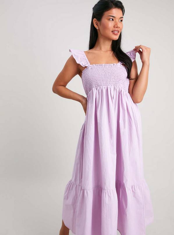 Buy PETITE Lilac Shirred Poplin MIdi Dress - 4 | Dresses | Argos