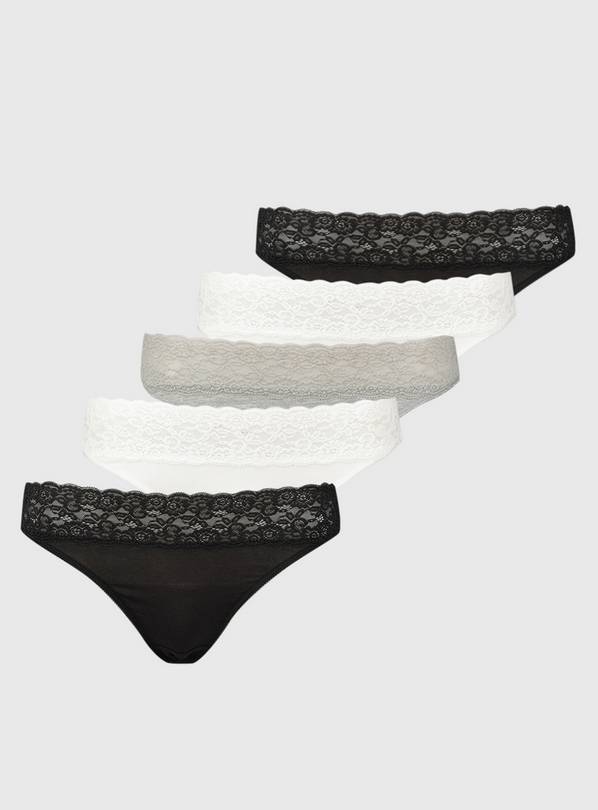 Buy Mono Comfort Lace High Leg Knickers 5 Pack - 20 | Knickers | Argos