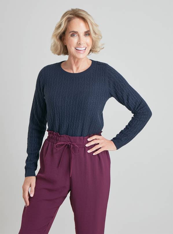 Buy Navy Soft Touch Mini Cable Jumper - 16 | Jumpers | Argos