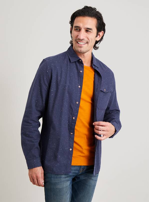 Buy Navy Neppy Regular Fit Shirt - S | Shirts | Argos
