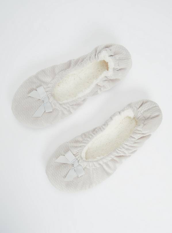 Buy Grey Ballerina Slippers - L | Slippers | Argos