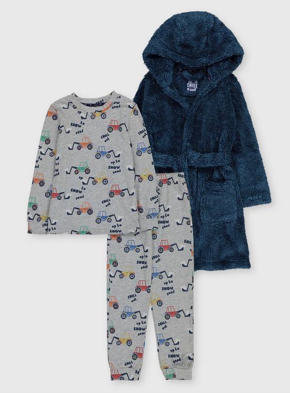 Buy Blue Dressing Gown & Grey Snow Pyjamas - 7-8 years | Pyjamas | Argos