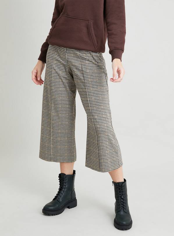 Buy Dogtooth Check Ponte Wide Crop Trousers - 8S | Trousers | Argos