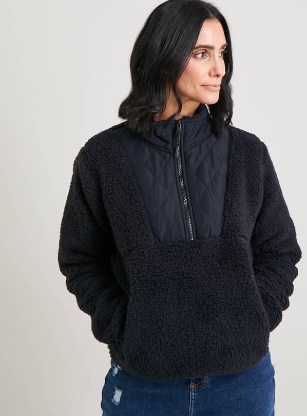 Buy Black Quilted Panel Teddy Fleece - 18 | Joggers | Argos