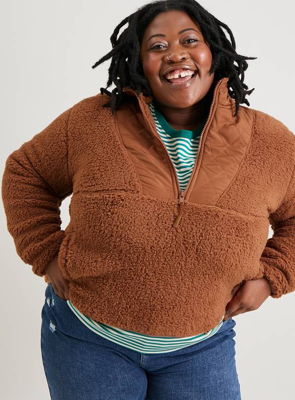Buy Brown Quilted Panel Teddy Fleece - 24 | Joggers | Argos