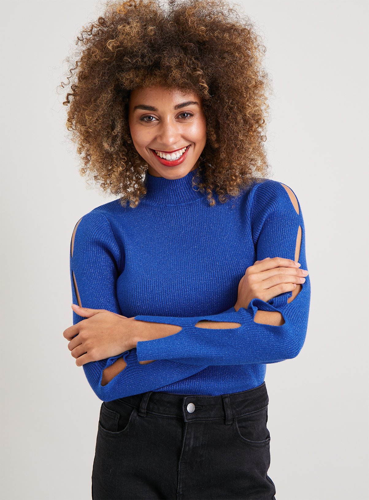 Blue Splice Sleeve Sparkle Jumper review | 8.5 / 10