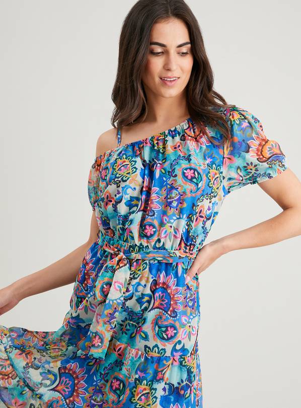 Buy Bright Paisley One Shoulder Midi Dress - 8 | Dresses | Argos