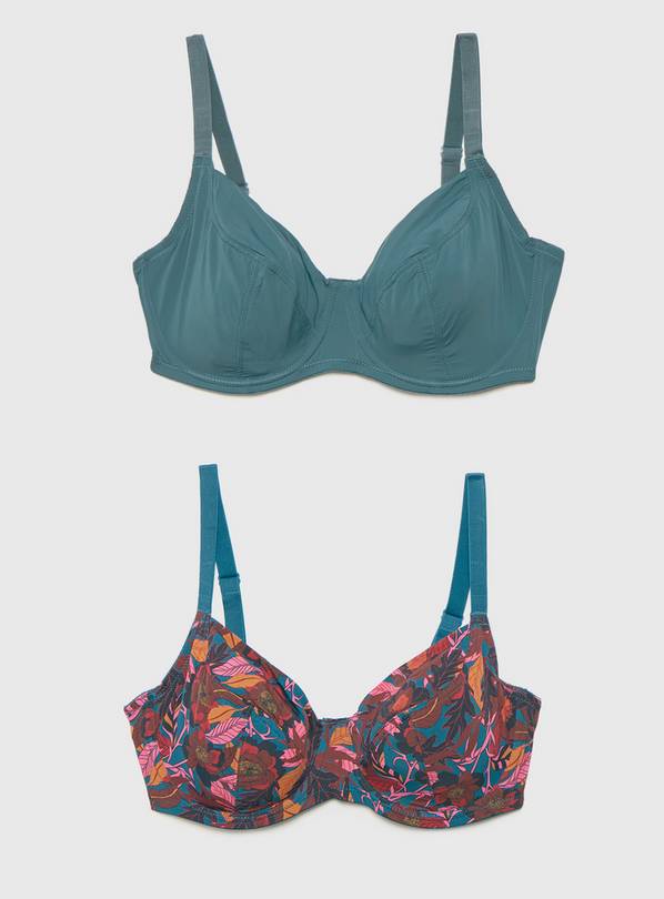 Buy DD-GG Teal Tropical Underwired Full Cup Bra 2 Pack - 32E | Bras | Argos