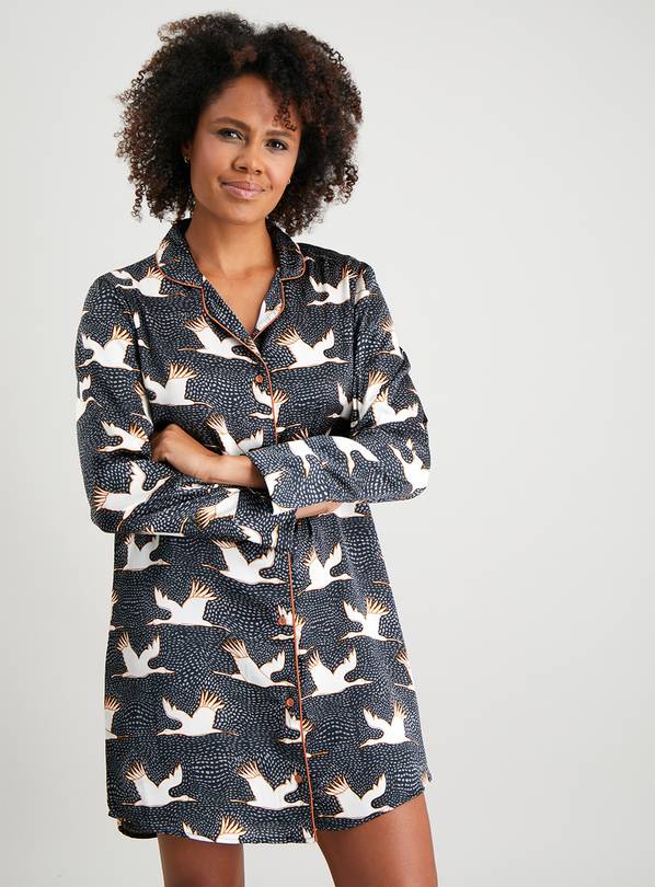 Buy Boudoir Collection Bird Print Satin Nightshirt - 8 | Nightdresses ...