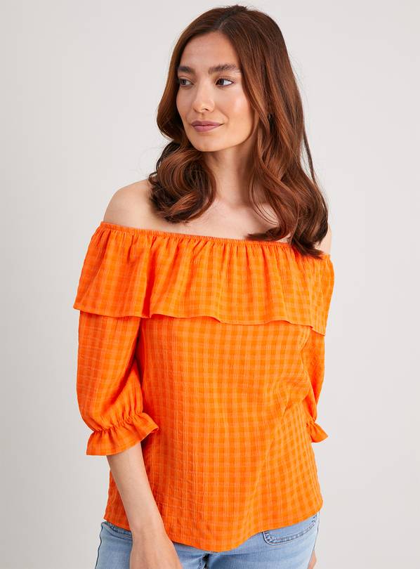 Buy Orange Textured Bardot Top 12 | Shirts | Argos