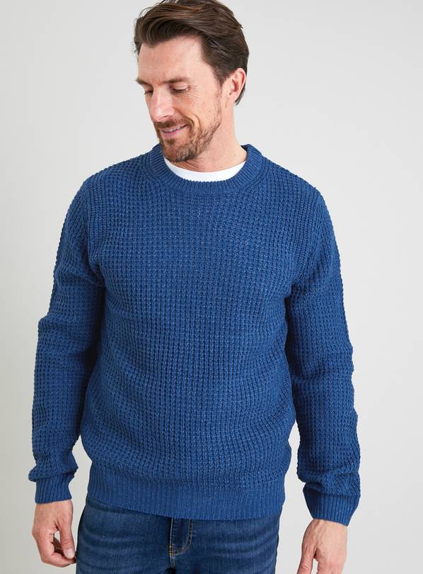 Buy Bright Blue Chunky Knit Crew Neck Jumper - XL | Jumpers and ...