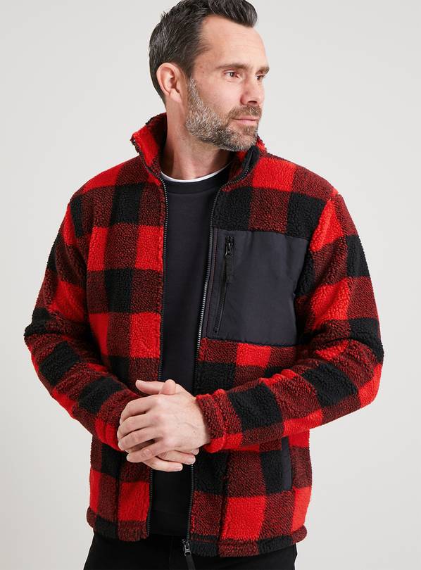 Buy Red Buffalo Check Borg Zip-Through Fleece - XXL | Sweatshirts and ...