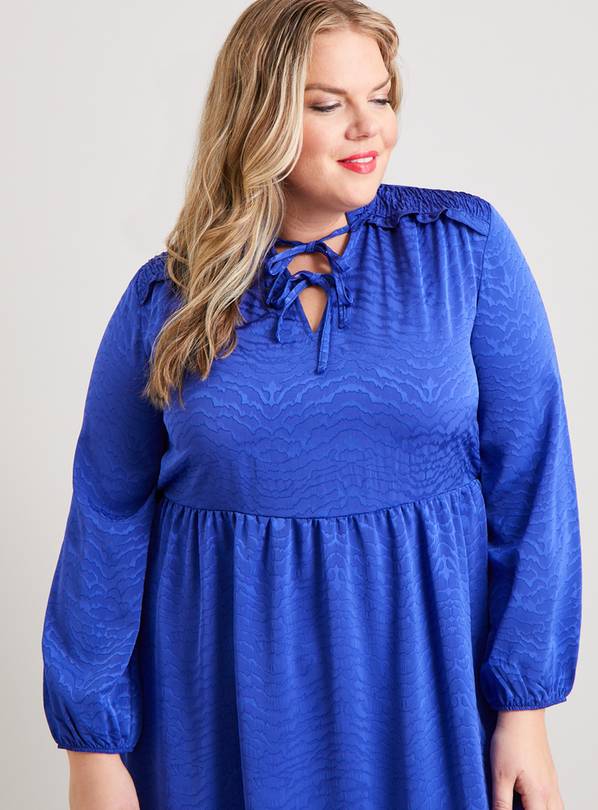 Buy Cobalt Blue Jacquard Satin Midi Dress - 14 | Dresses | Argos
