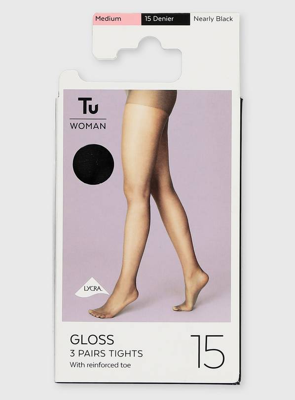 Buy Nearly Black 15 Denier Gloss Tights 3 Pack - M | Tights | Argos