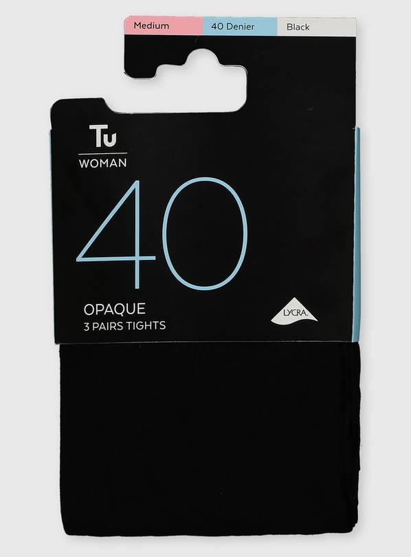 Buy Black 40 Denier Opaque Tights 3 Pack L | Tights | Argos