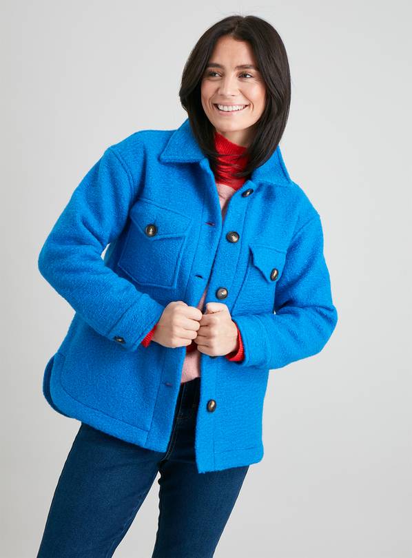 Buy Blue Bouclé Shacket - 20 | Coats | Argos