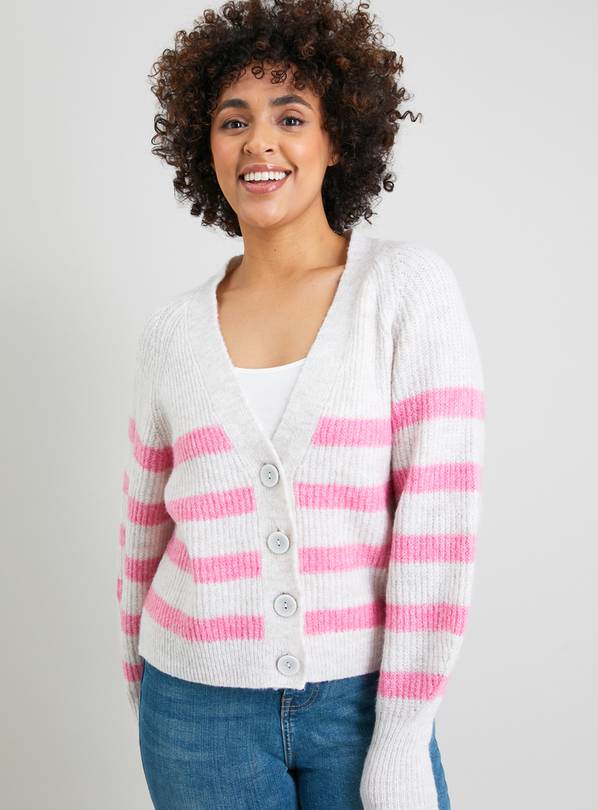 Buy Pink Stripe Oatmeal V-Neck Cardigan - 18 | Cardigans | Argos