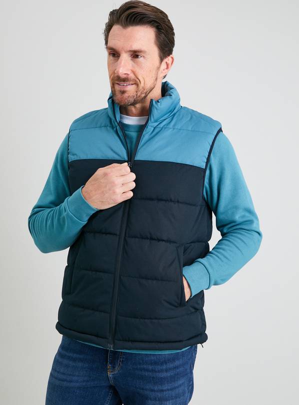 Buy Black & Blue Colour Block Padded Gilet - M | Coats and jackets | Argos
