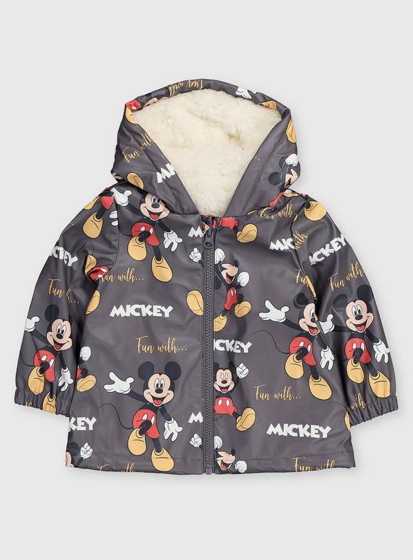 Buy Disney Grey Mickey Mouse Borg Lined Mac - 3-6 months | Outfits and ...