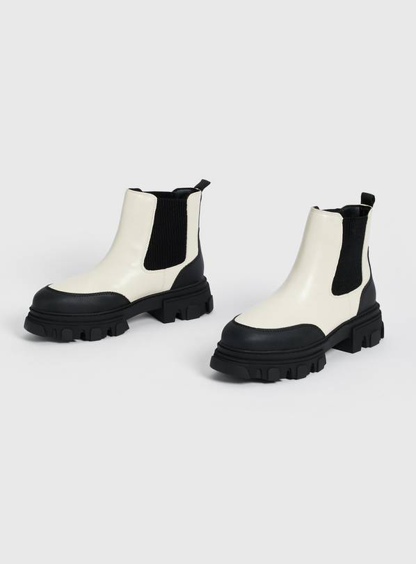 Buy Cream & Black Chunky Sole Chelsea Boots - 8 | Boots | Argos