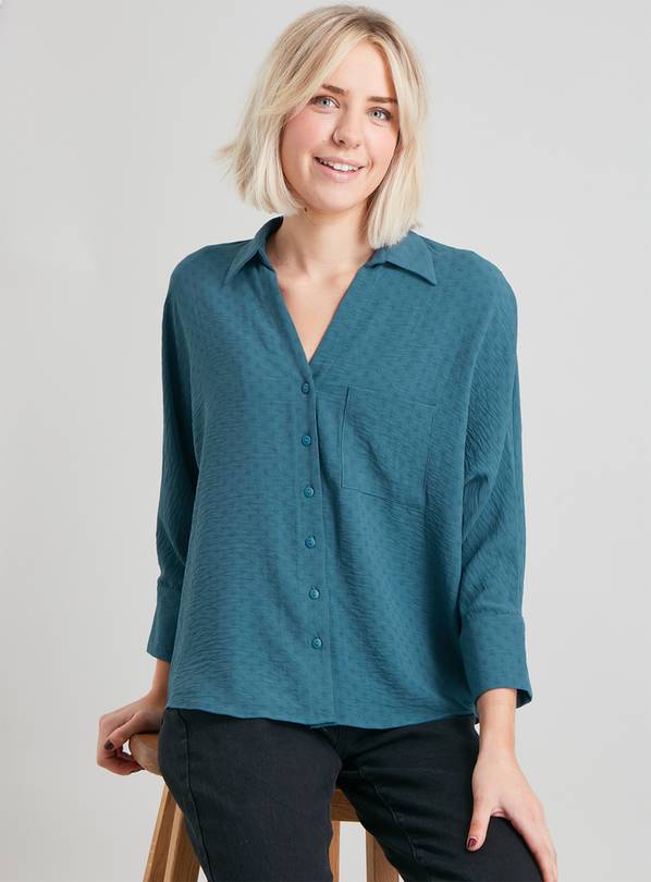 Buy Teal Swiss Dot Drapey Blouse - 20 | Blouses | Argos
