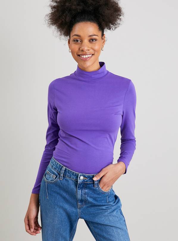 Buy Purple High Neck Top With Stretch - 20 | T-shirts | Argos