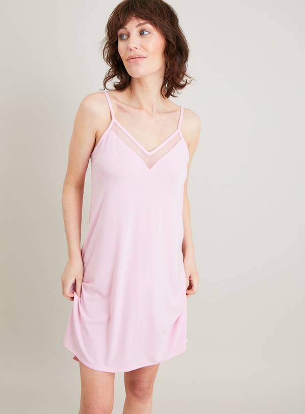 Buy Pink Mesh Panel Soft Touch Chemise - 20 | Nightdresses | Argos