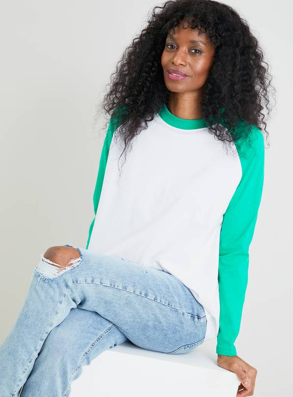 Buy Green Colour Block Oversized Raglan T-Shirt - 14 | T-shirts | Argos