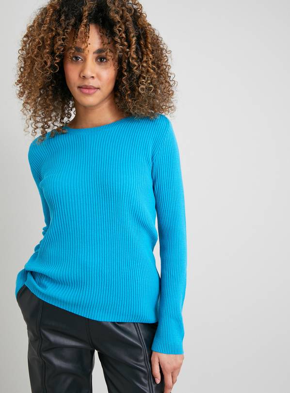 Buy Blue Soft Touch Ribbed Jumper - 24 | Jumpers | Argos