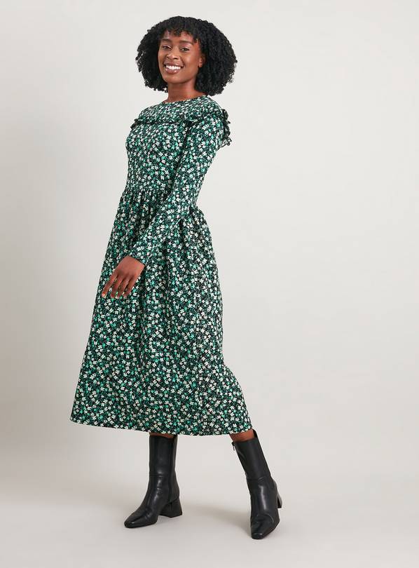 Buy Green Ditsy Crinkle Midi Dress - 24 | Workwear | Argos
