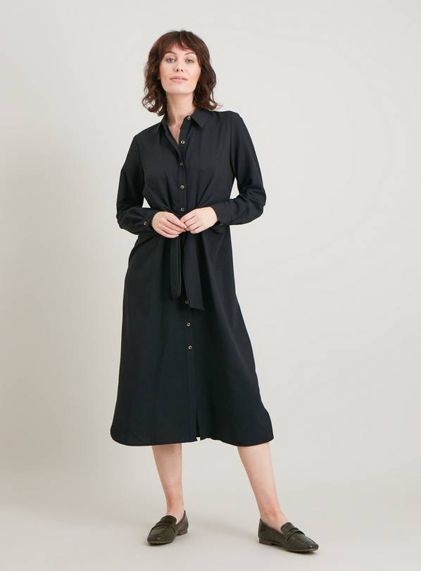 Buy Black Crinkle Twist Shirt Dress - 24 | Dresses | Argos