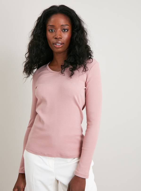 Buy Pink Ribbed V-Neck Top - 8 | T-shirts | Argos