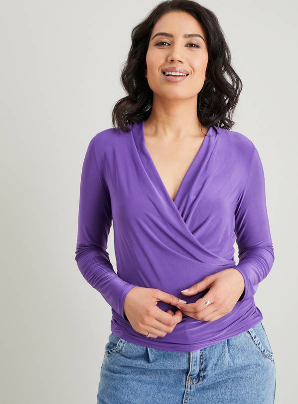 Buy Purple Slinky Wrap Style Top - 20 | T-shirts | Argos