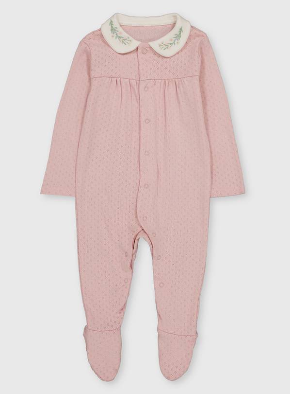 Buy Pink Peter Pan Collar Sleepsuit - 9-12 months | Sleepsuits and ...
