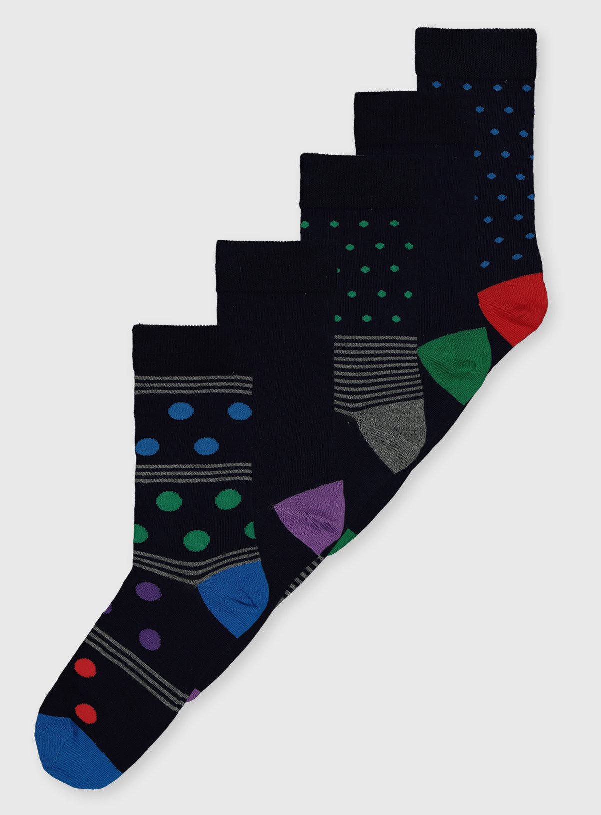 Navy Spot & Stripe Stay Fresh Socks 5 Pack review | 9.1 / 10