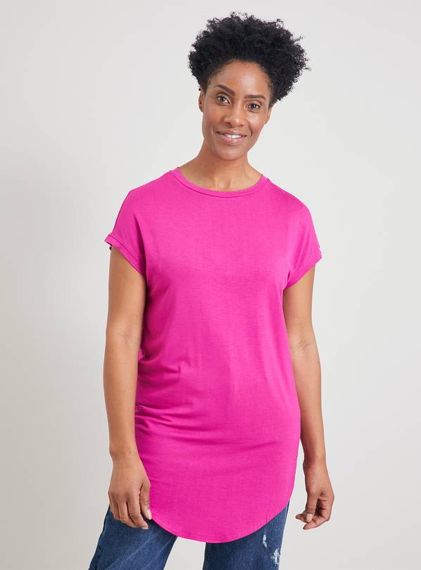Buy Pink Longline Relaxed Fit T-Shirt - 26 | T-shirts | Argos