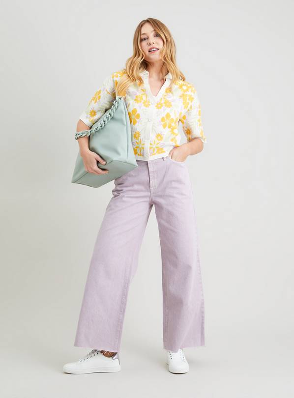Buy Lilac Wide Leg Raw Hem Jeans - 14R | Jeans | Argos