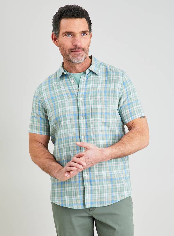 Buy Blue Check Linen-Rich Shirt - XXL | Shirts | Tu