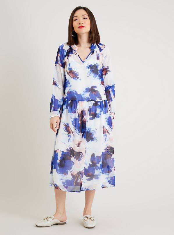 Buy PETITE White Water Colour Floral Midi Dress - 26 | Dresses | Argos