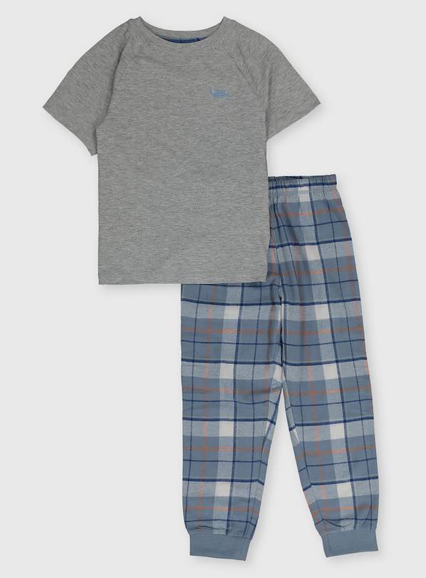 Buy Grey & Blue Check Dinosaur Pyjamas - 8-9 years | Pyjamas | Argos